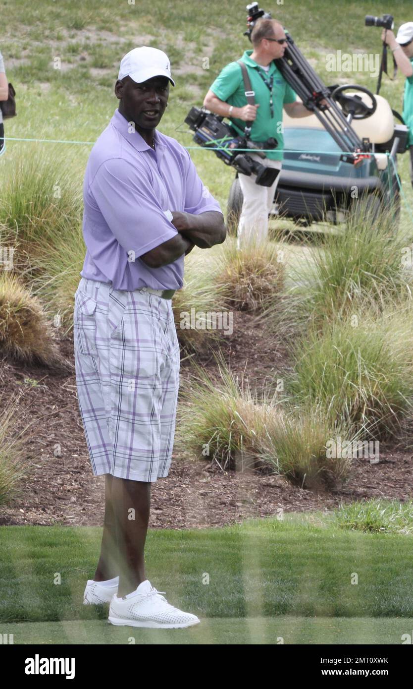 Basketball legend Michael Jordan is seen taking the golf course at the ...