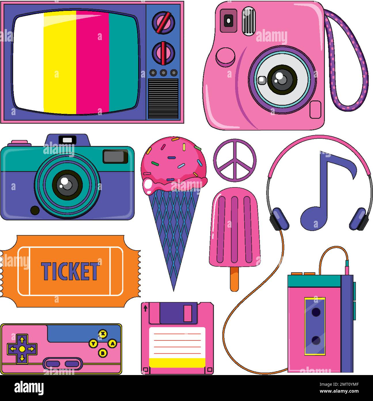 Retro objects and elements set illustration Stock Vector Image & Art - Alamy