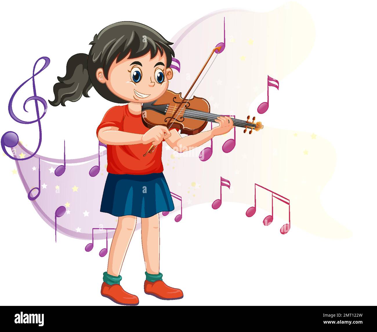 A girl playing violin cartoon illustration Stock Vector Image & Art - Alamy