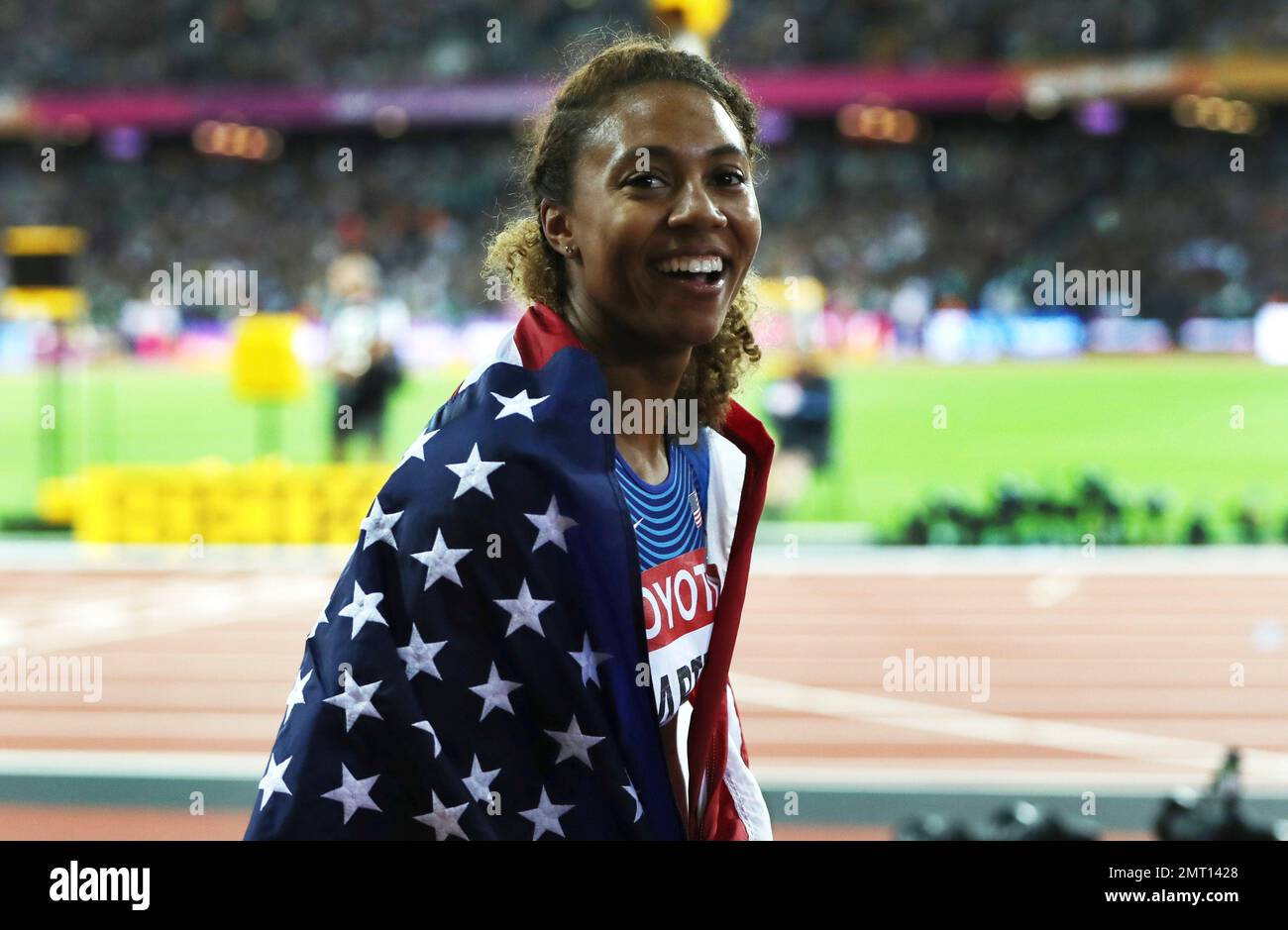 United States' Kori Carter smiles as she celebrates after winning the ...