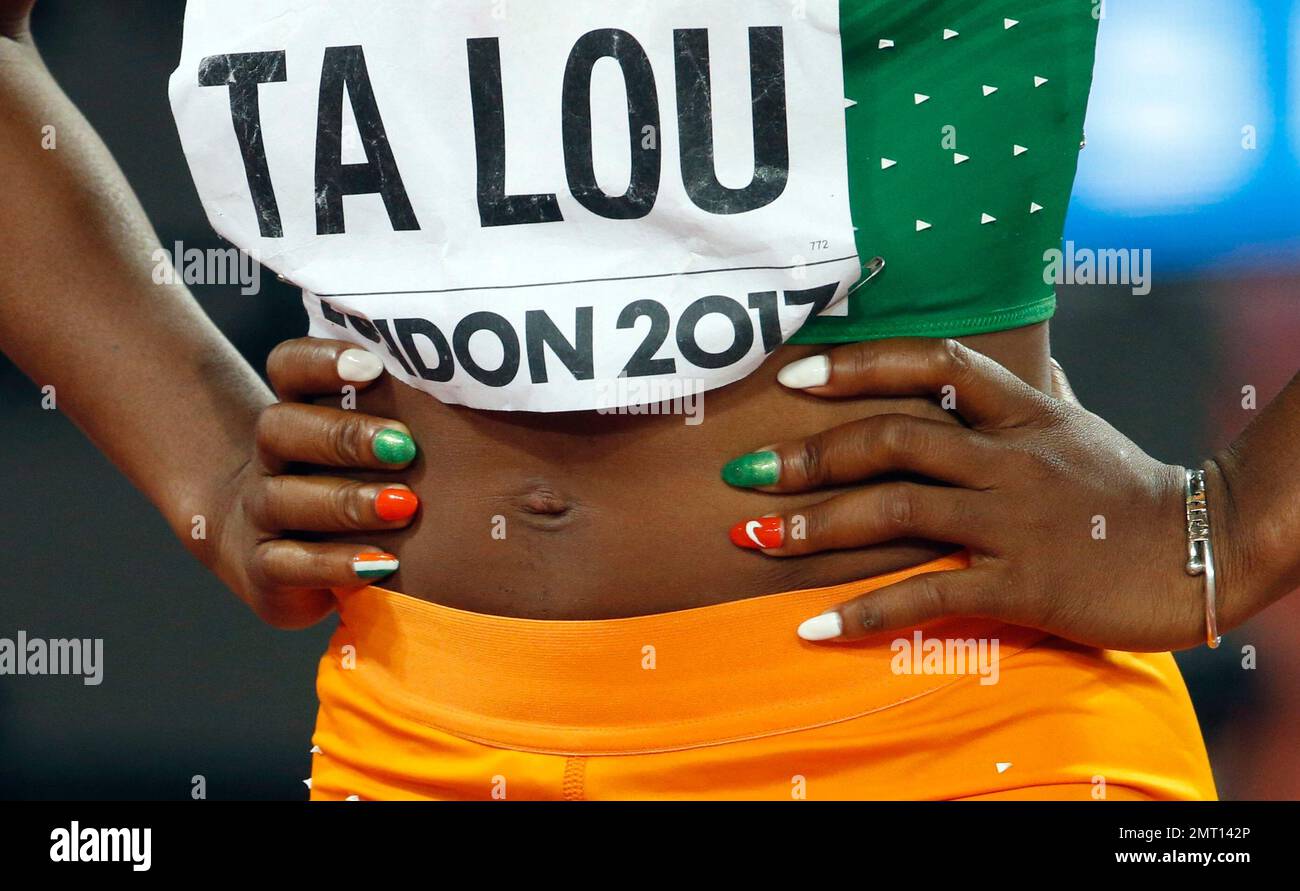 Ivory Coast's Marie-Josee Ta Lou prepares for a women's 200-meter ...