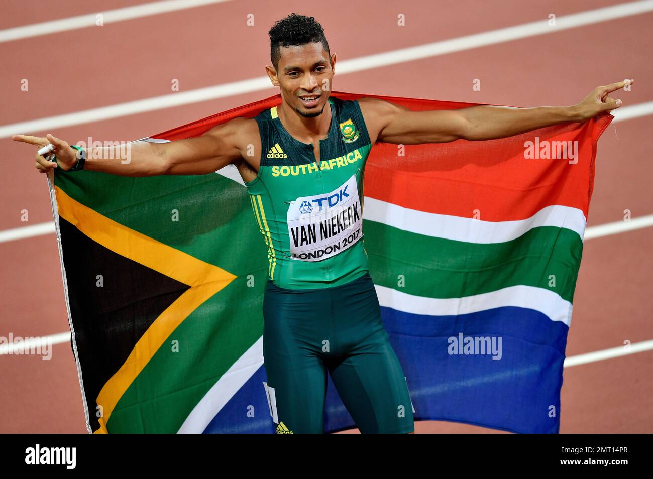 South Africa's Wayde van Niekerk celebrates after winning the silver ...