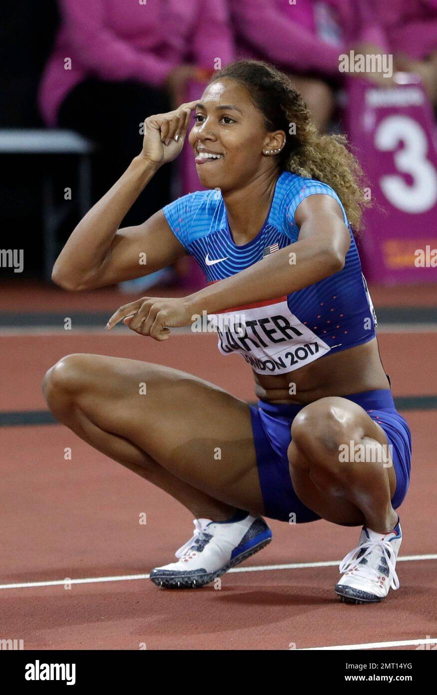 United States' Kori Carter celebrates after winning the gold medal in ...