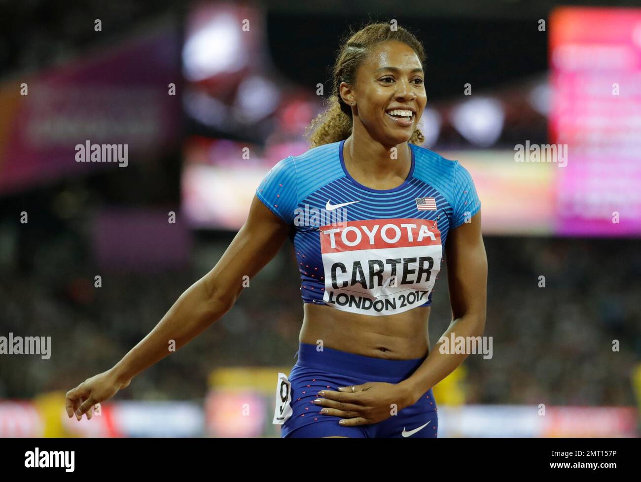 United States' Kori Carter celebrates after winning the gold medal in ...
