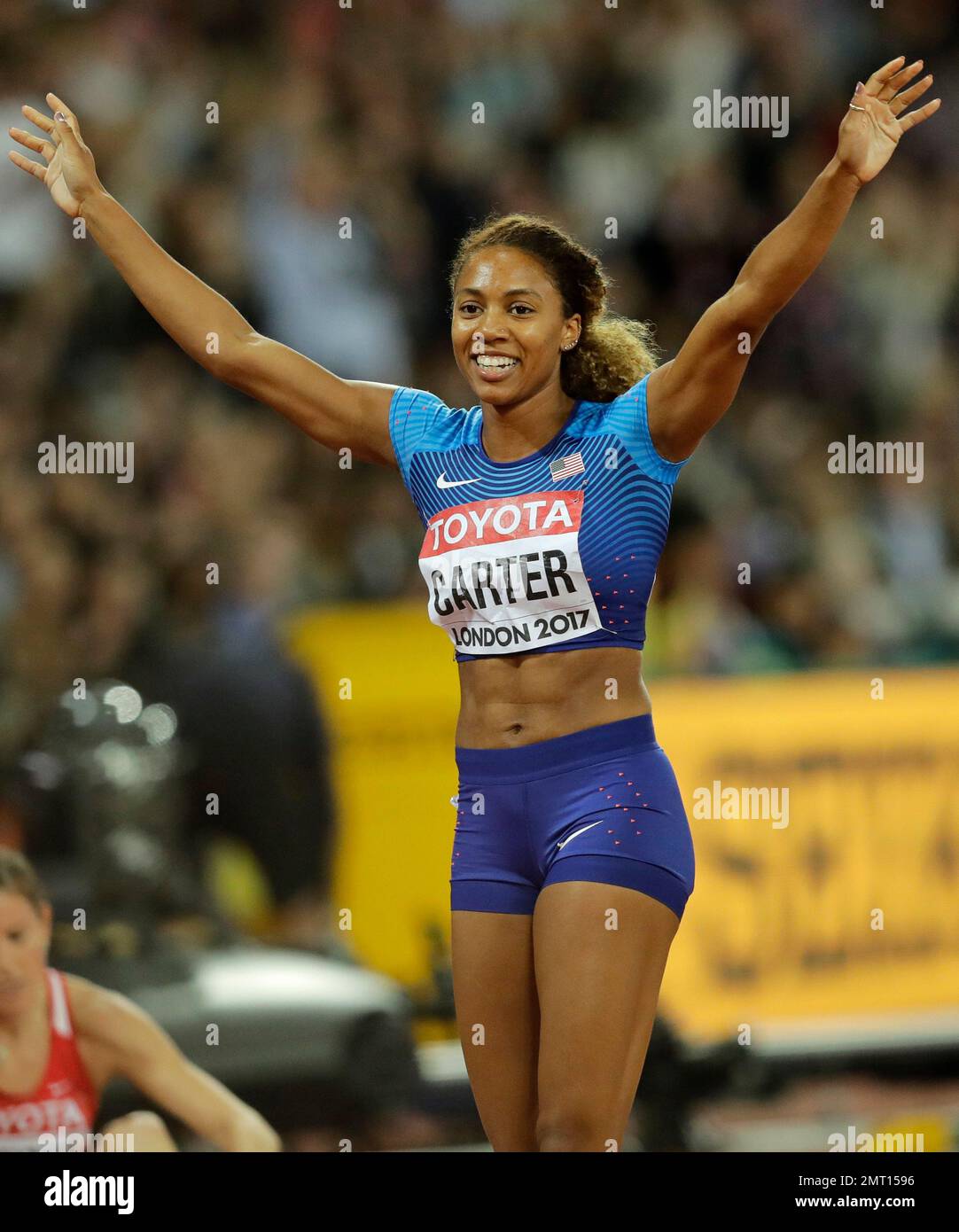 United States' Kori Carter crosses the line to win gold in the women's ...