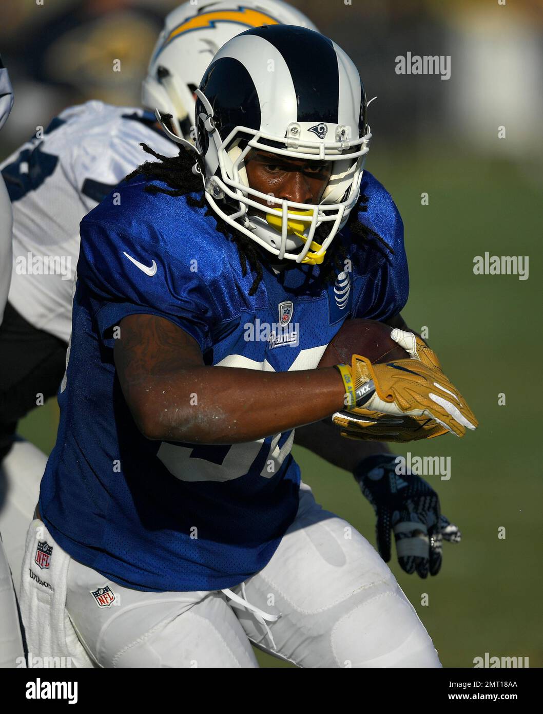 Los Angeles Rams running back Todd Gurley runs the ball during joint ...