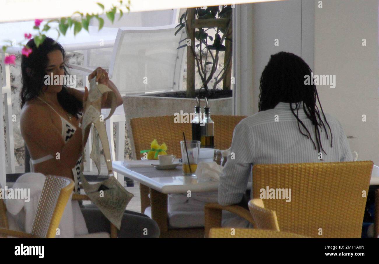EXCLUSIVE!! Michelle Rodriguez wears a cut out one-piece swim suit as ...