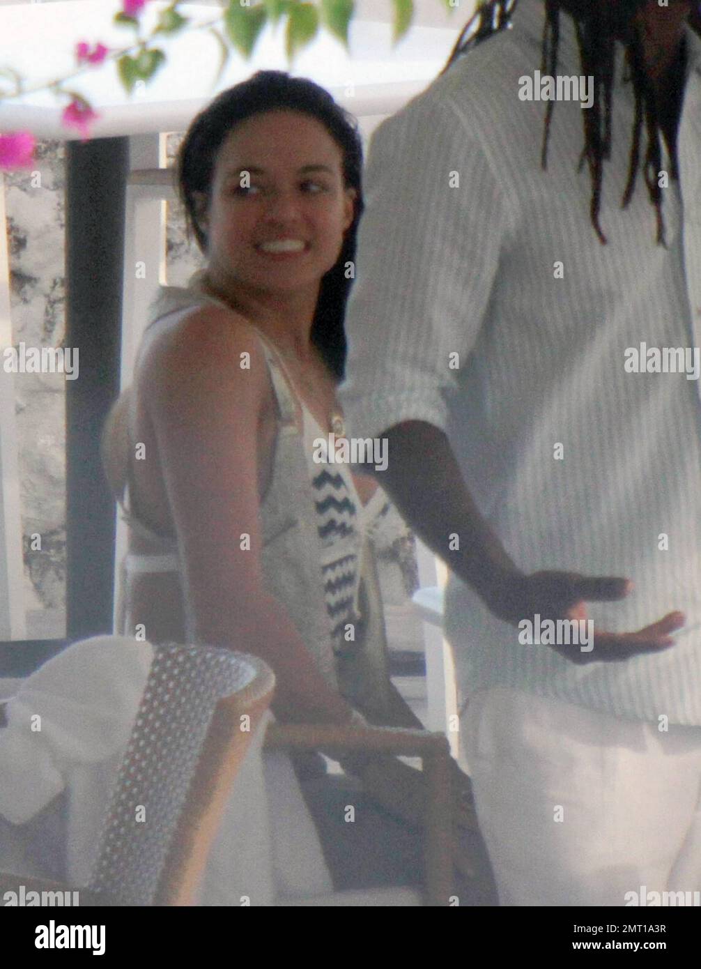 EXCLUSIVE!! Michelle Rodriguez wears a cut out one-piece swim suit as ...