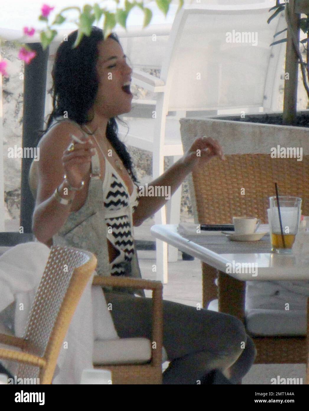 EXCLUSIVE!! Michelle Rodriguez wears a cut out one-piece swim suit as ...