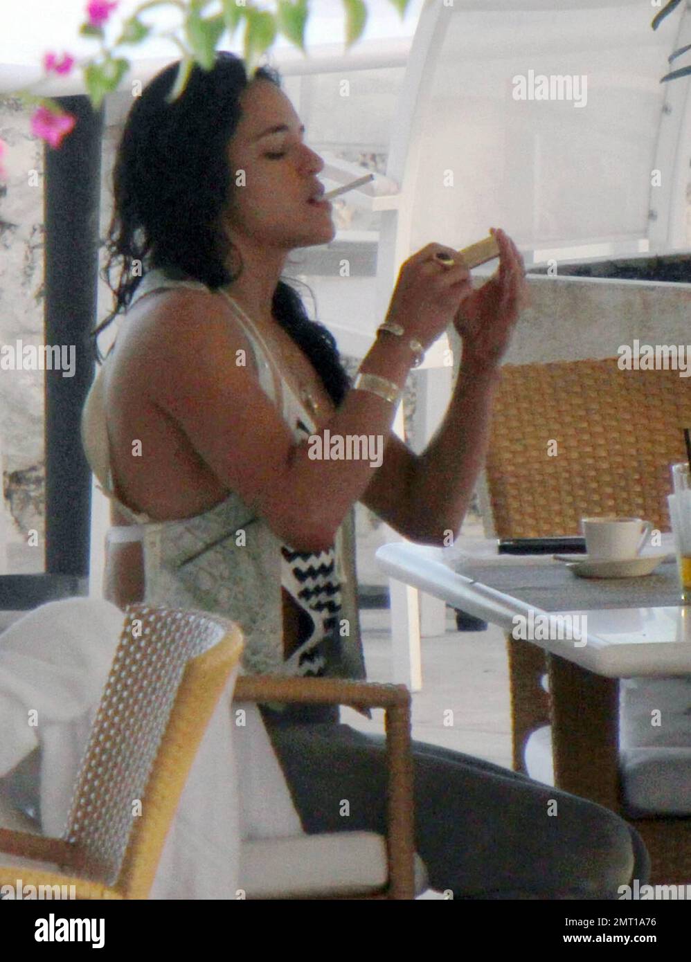 EXCLUSIVE!! Michelle Rodriguez wears a cut out one-piece swim suit as ...