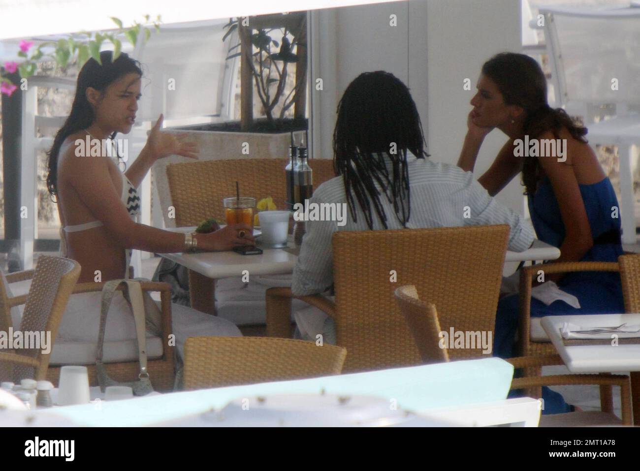 EXCLUSIVE!! Michelle Rodriguez wears a cut out one-piece swim suit as ...