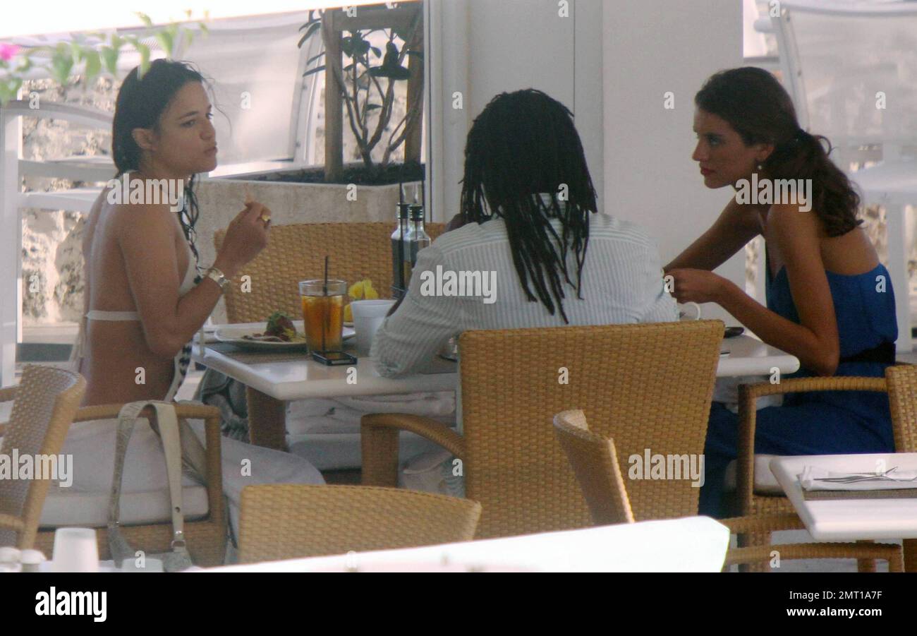 EXCLUSIVE!! Michelle Rodriguez wears a cut out one-piece swim suit as ...