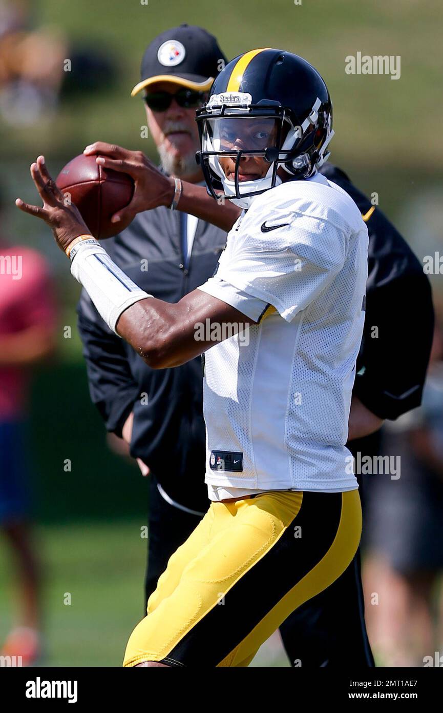 Pittsburgh Steelers quarterback coach Randy Fichtner, left, watches ...