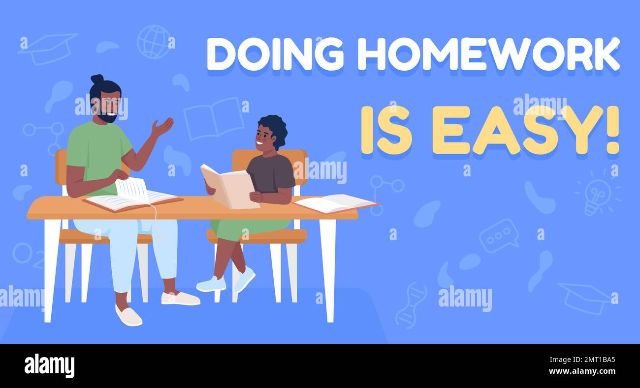 Parental homework involvement flat vector banner template Stock Vector ...