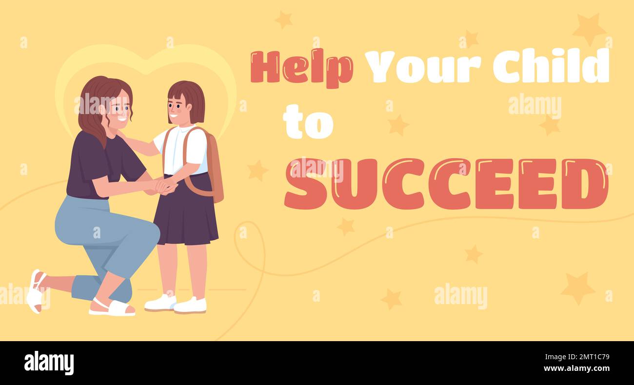 Help child to succeed in school flat vector banner template Stock ...