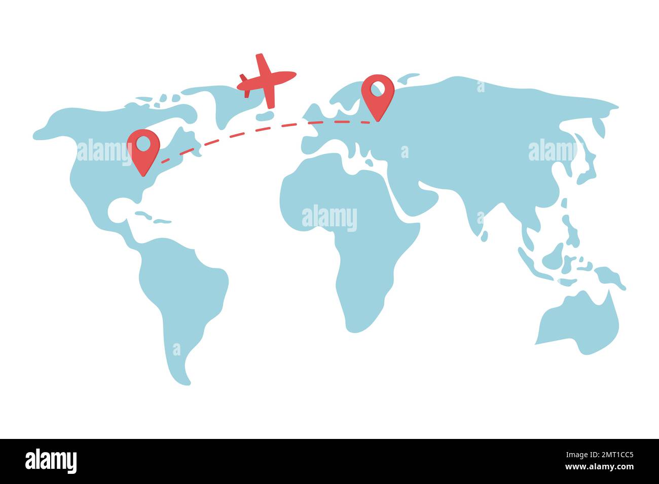 Aircraft route on map flat concept vector illustration Stock Vector ...