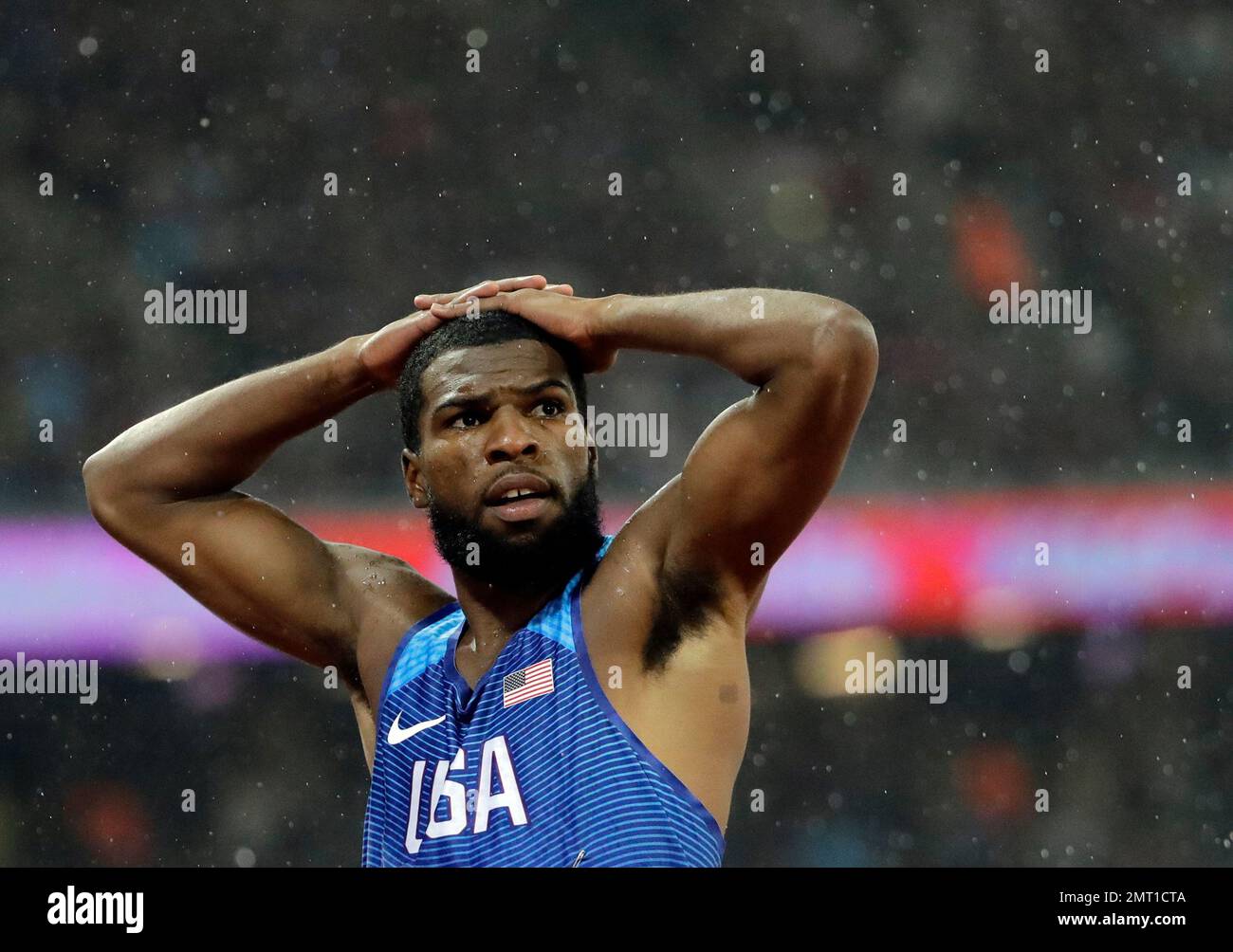 United States' Ameer Webb after finishing a Men's 200m semifinal during ...