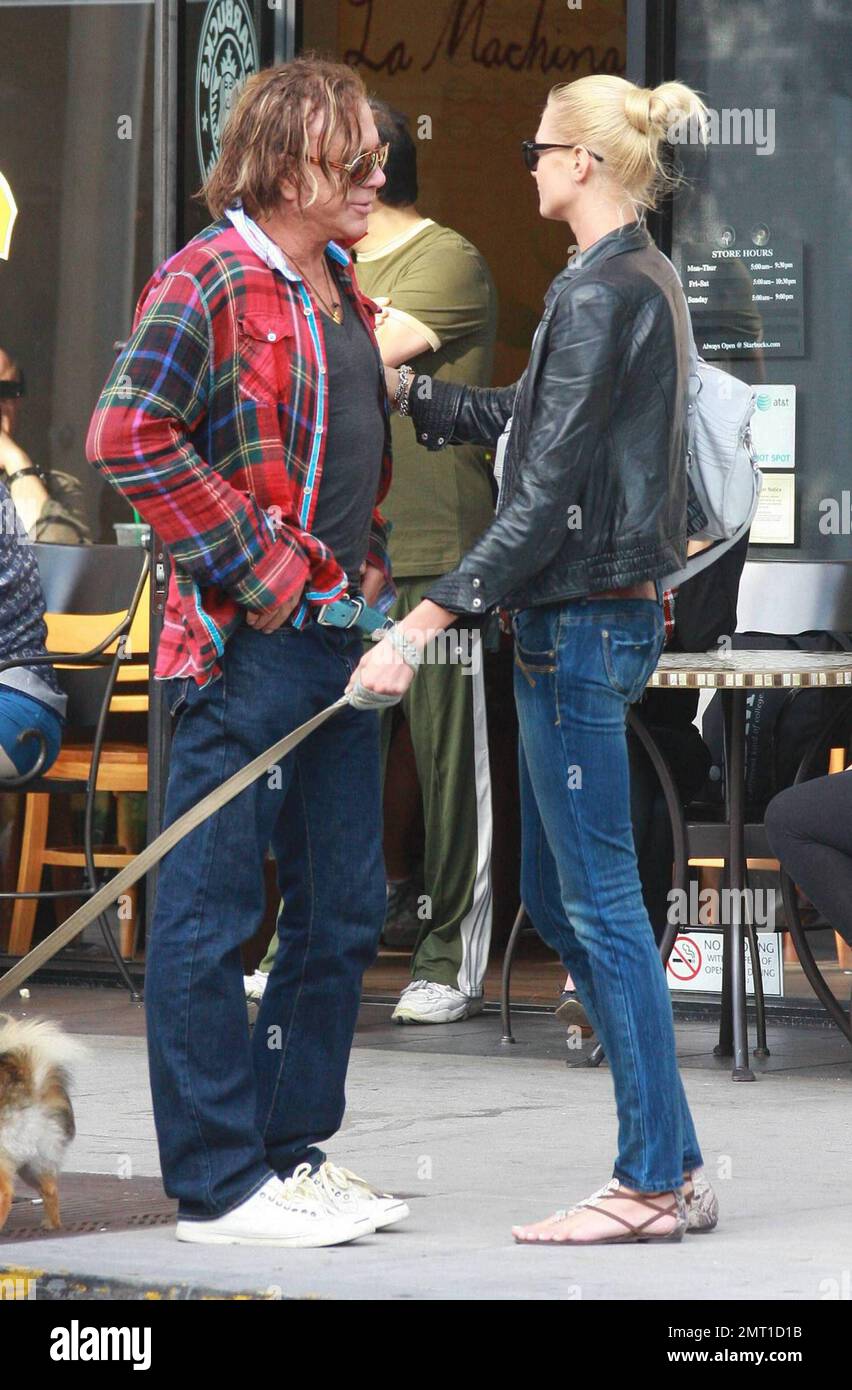 EXCLUSIVE!! Mickey Rourke and his new girlfriend go for coffee in ...
