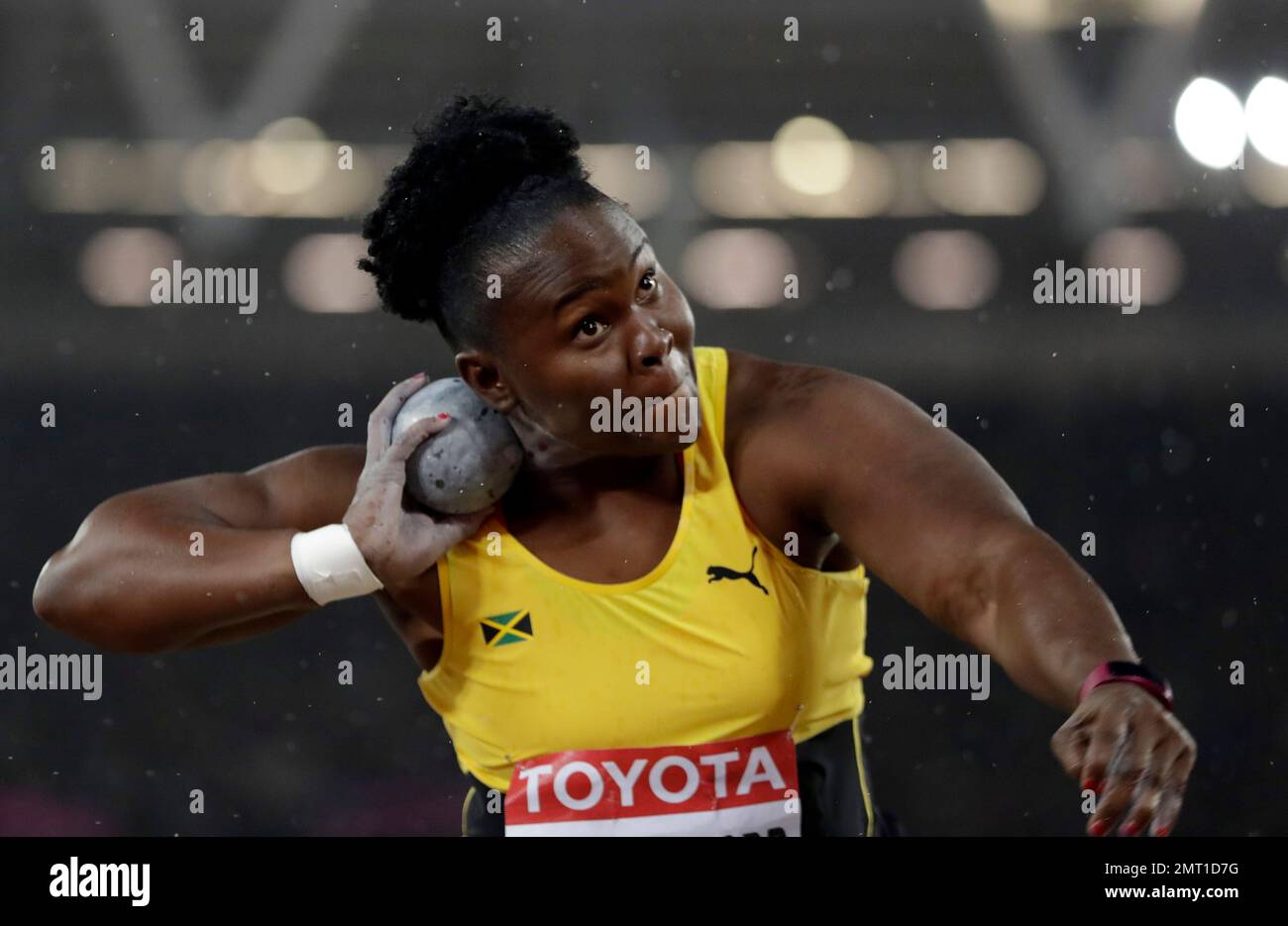 Jamaica's Danniel Thomas-Dodd makes an attempt in the women's shot put ...