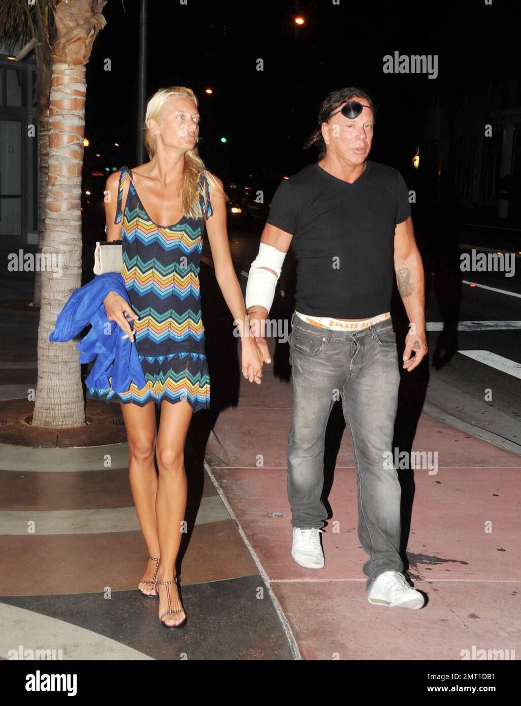 EXCLUSIVE!! Mickey Rourke strolls in South Beach with stunning model ...
