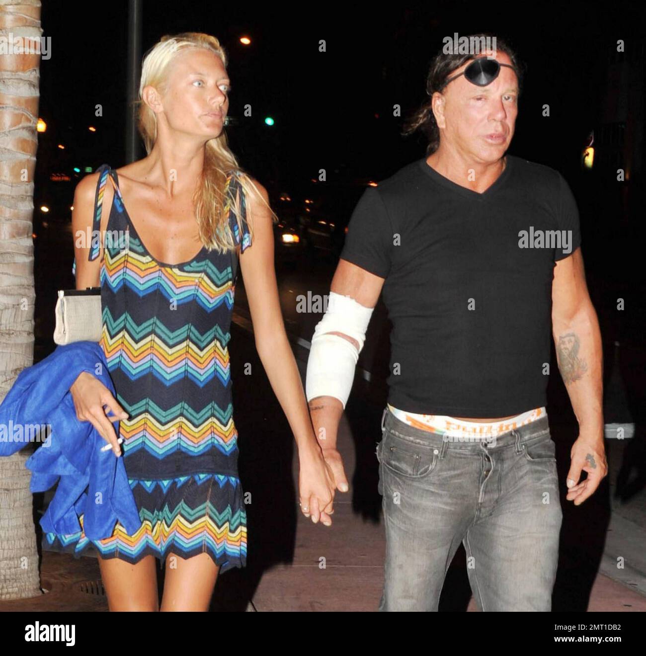EXCLUSIVE!! Mickey Rourke strolls in South Beach with stunning model ...