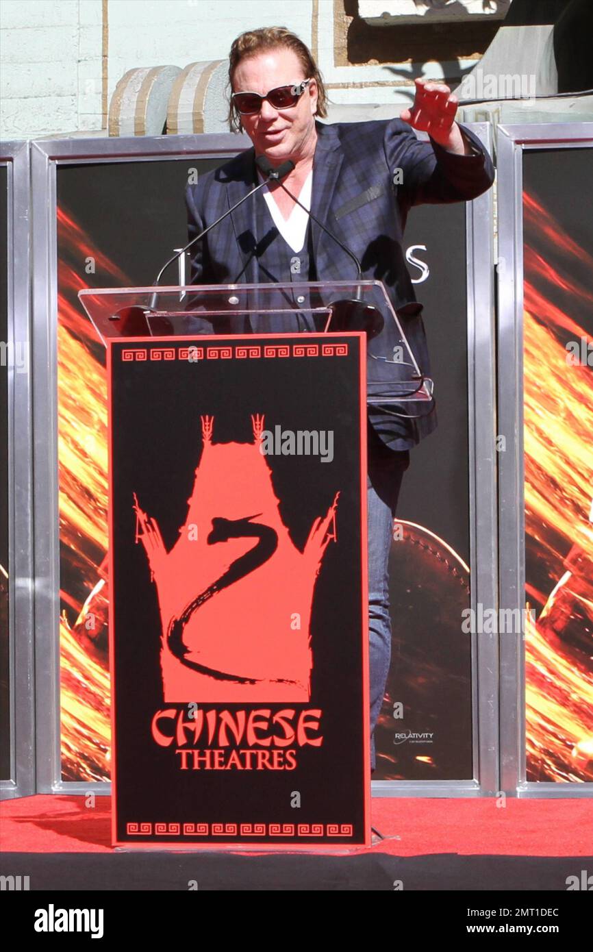 Mickey Rourke becomes immortalized at his Hand and Footprint Cermeony ...