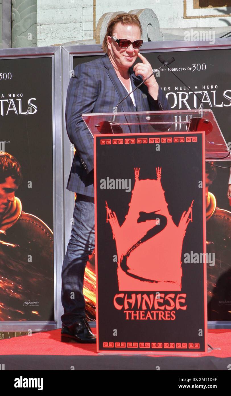 Mickey Rourke becomes immortalized at his Hand and Footprint Cermeony ...