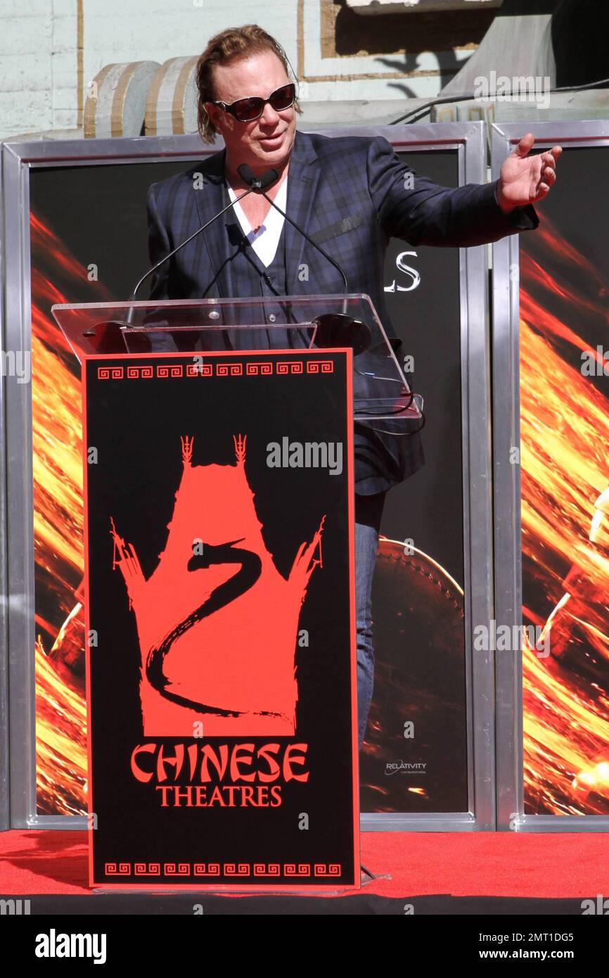 Mickey Rourke becomes immortalized at his Hand and Footprint Cermeony ...