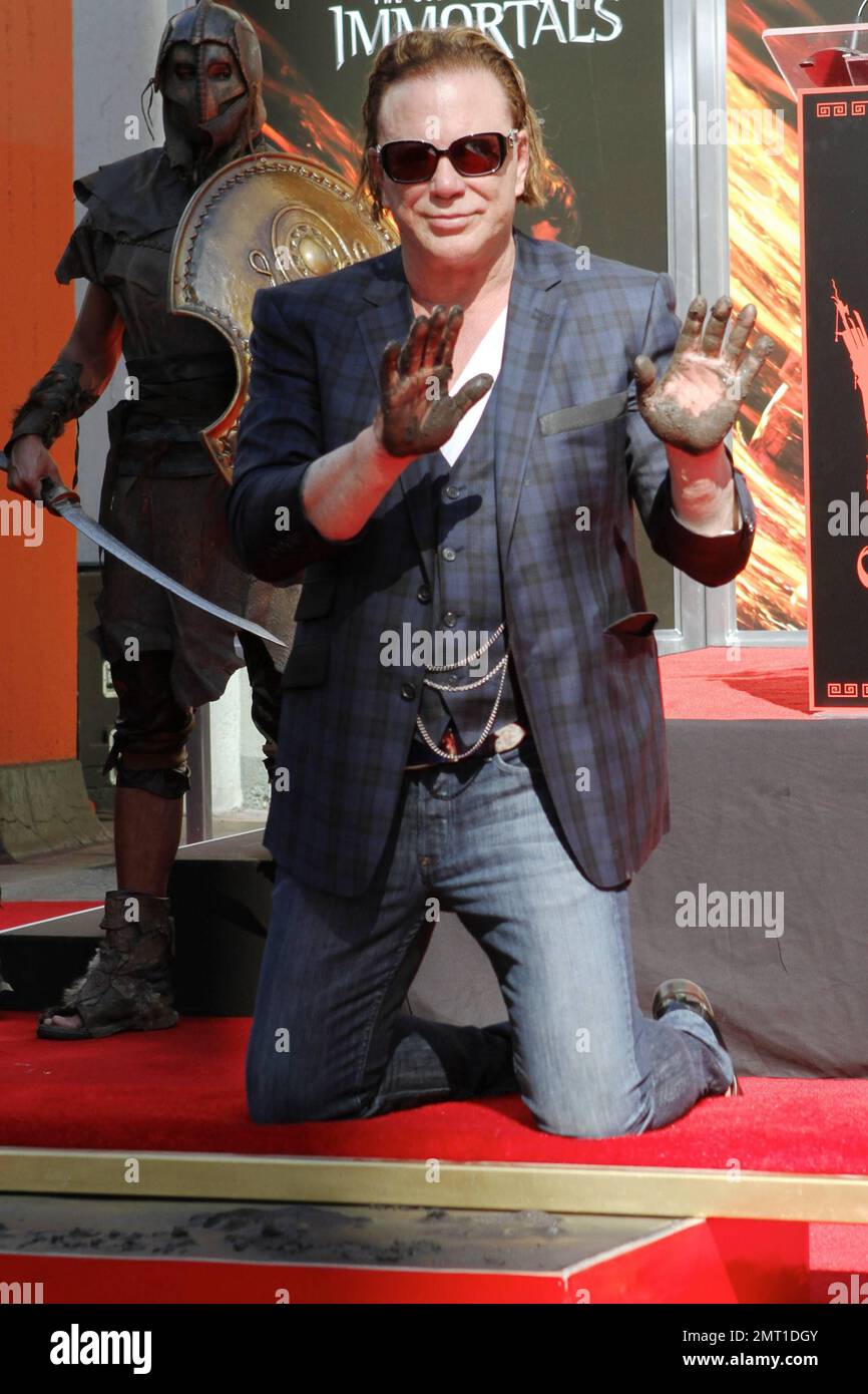 Mickey Rourke becomes immortalized at his Hand and Footprint Cermeony ...