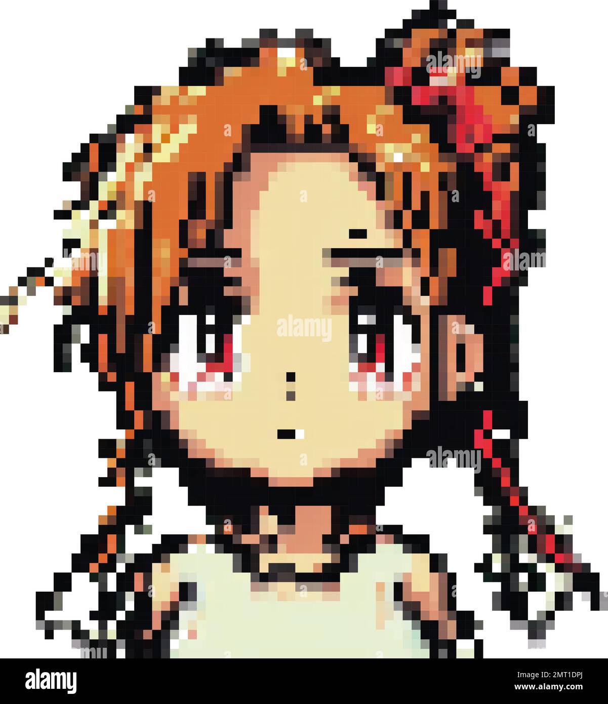 anime girl with collected hair pixel art vector illustration Stock ...
