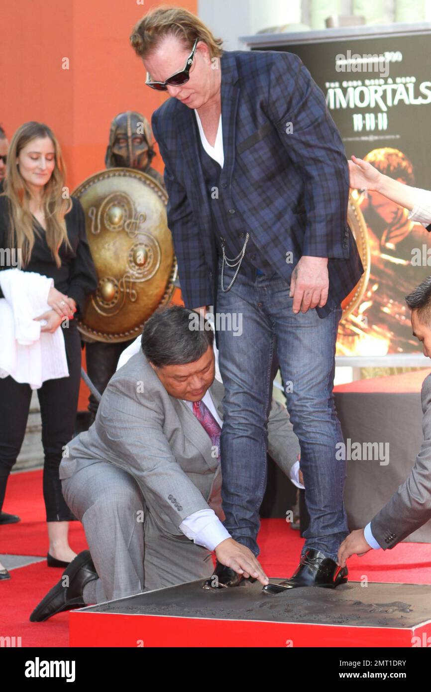 Mickey Rourke becomes immortalized at his Hand and Footprint Cermeony ...