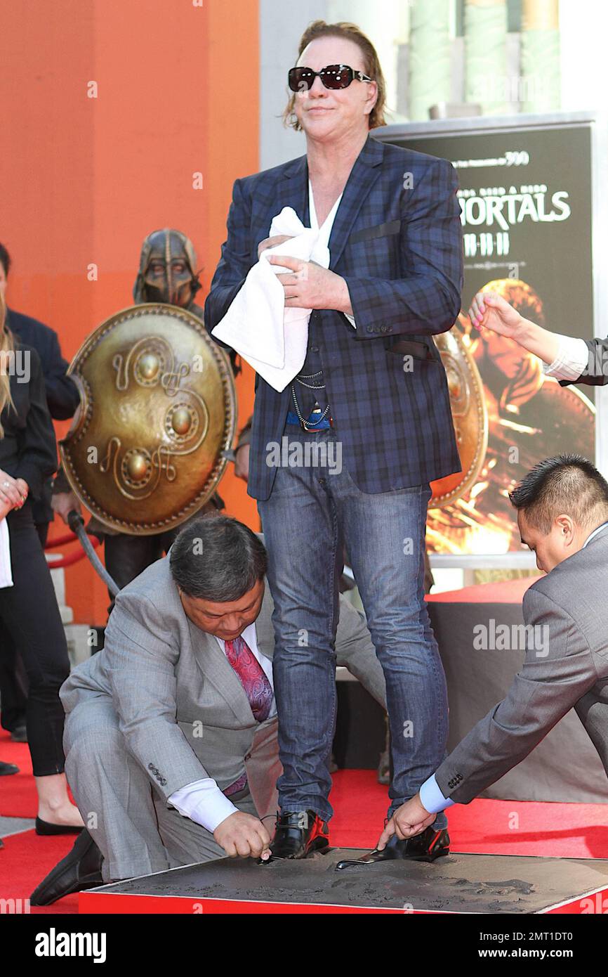 Mickey Rourke becomes immortalized at his Hand and Footprint Cermeony ...