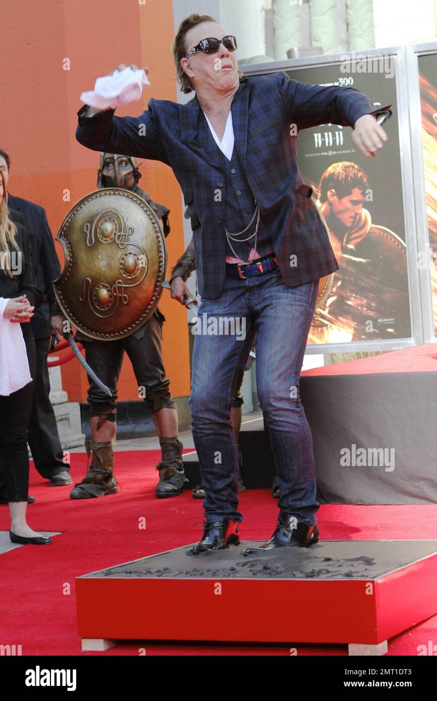 Mickey Rourke becomes immortalized at his Hand and Footprint Cermeony ...