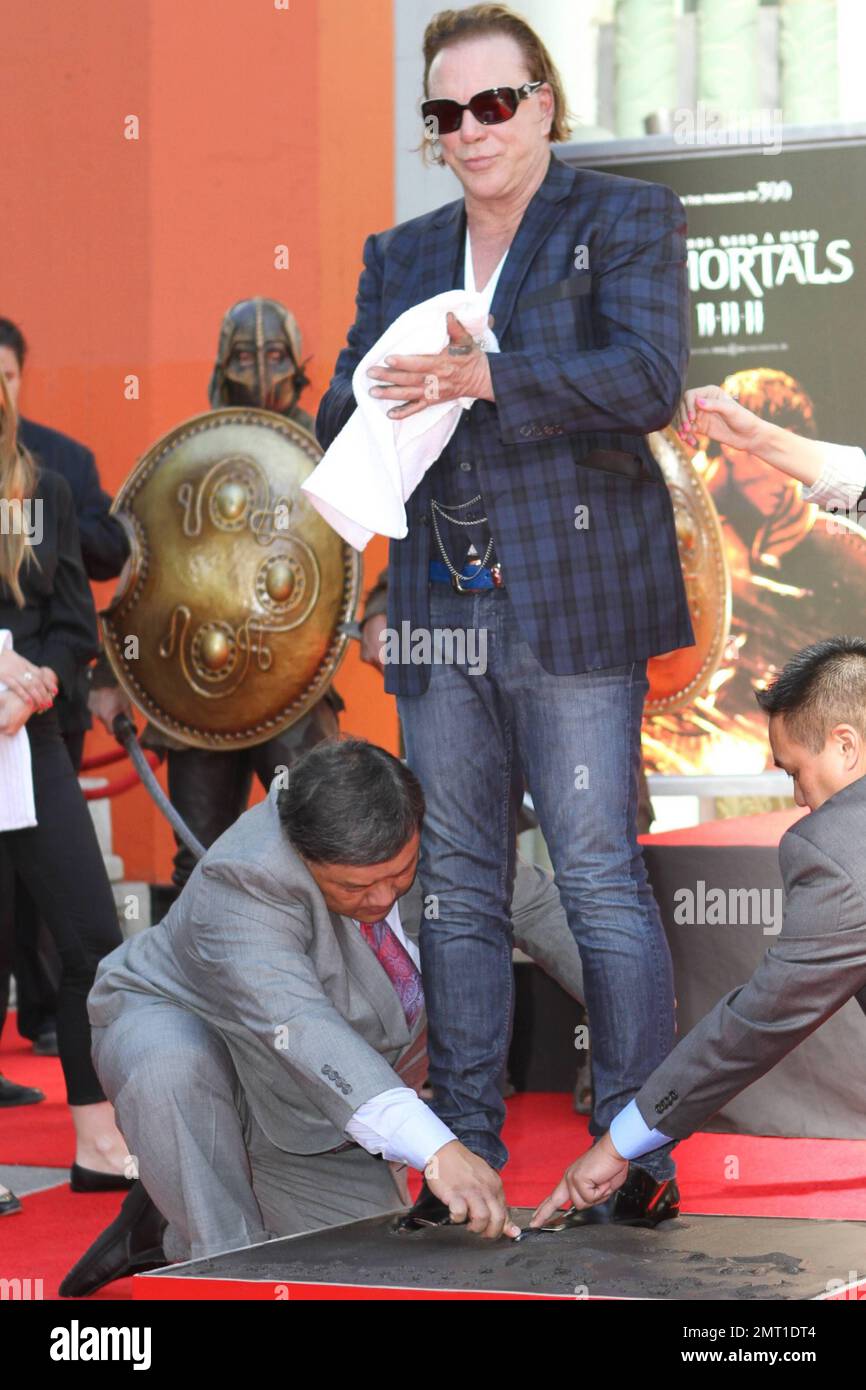 Mickey Rourke becomes immortalized at his Hand and Footprint Cermeony ...