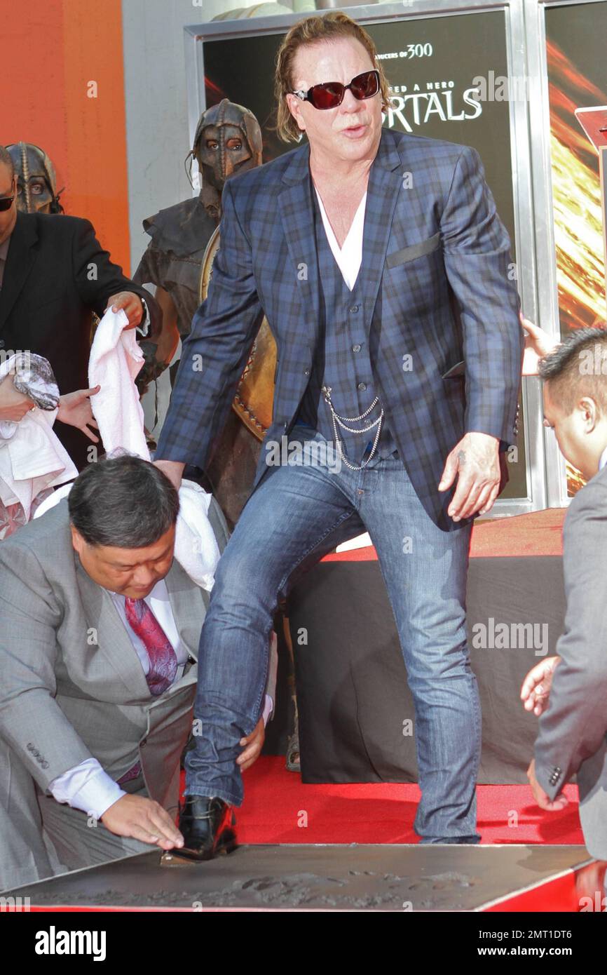 Mickey Rourke becomes immortalized at his Hand and Footprint Cermeony ...