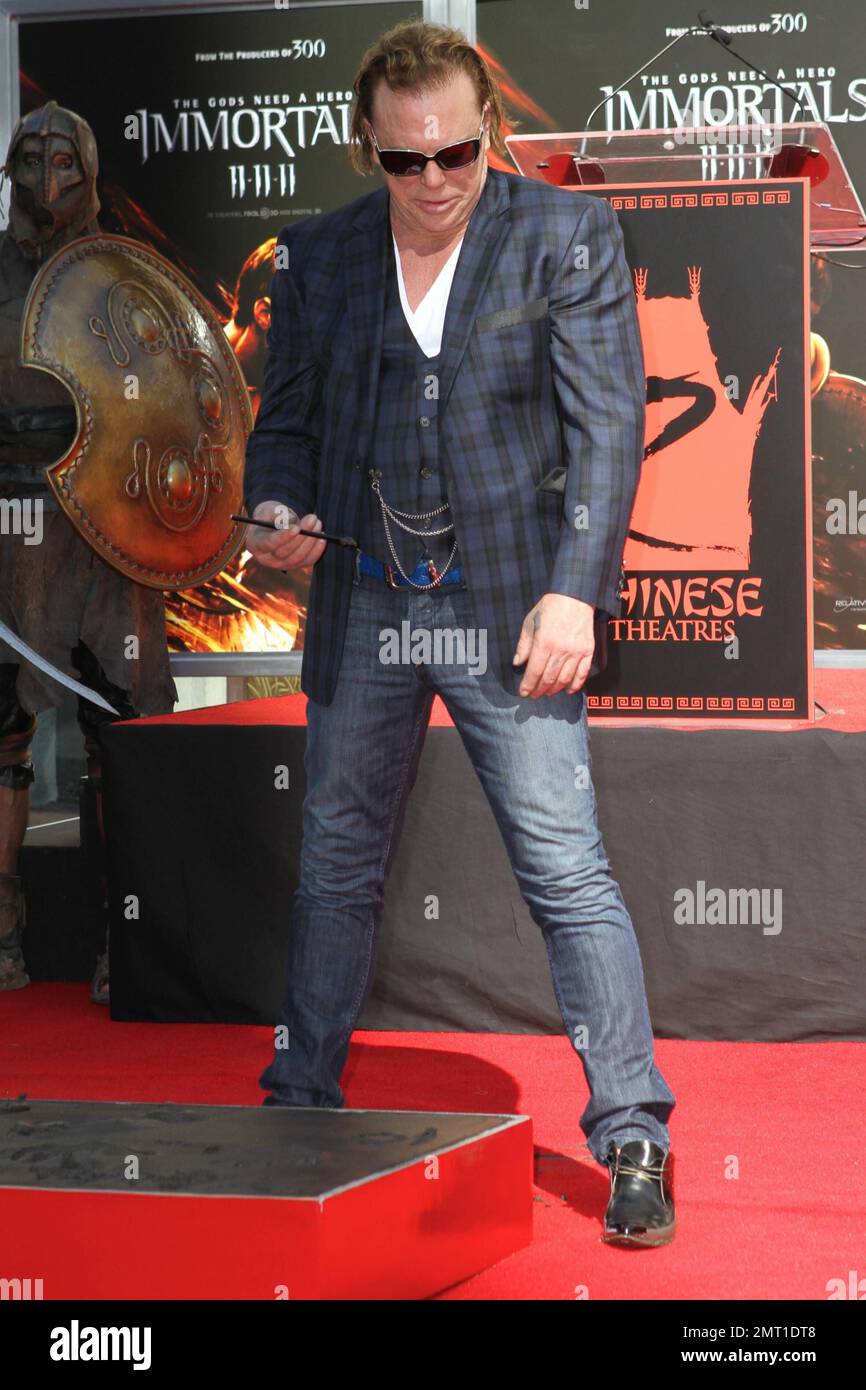 Mickey Rourke becomes immortalized at his Hand and Footprint Cermeony ...