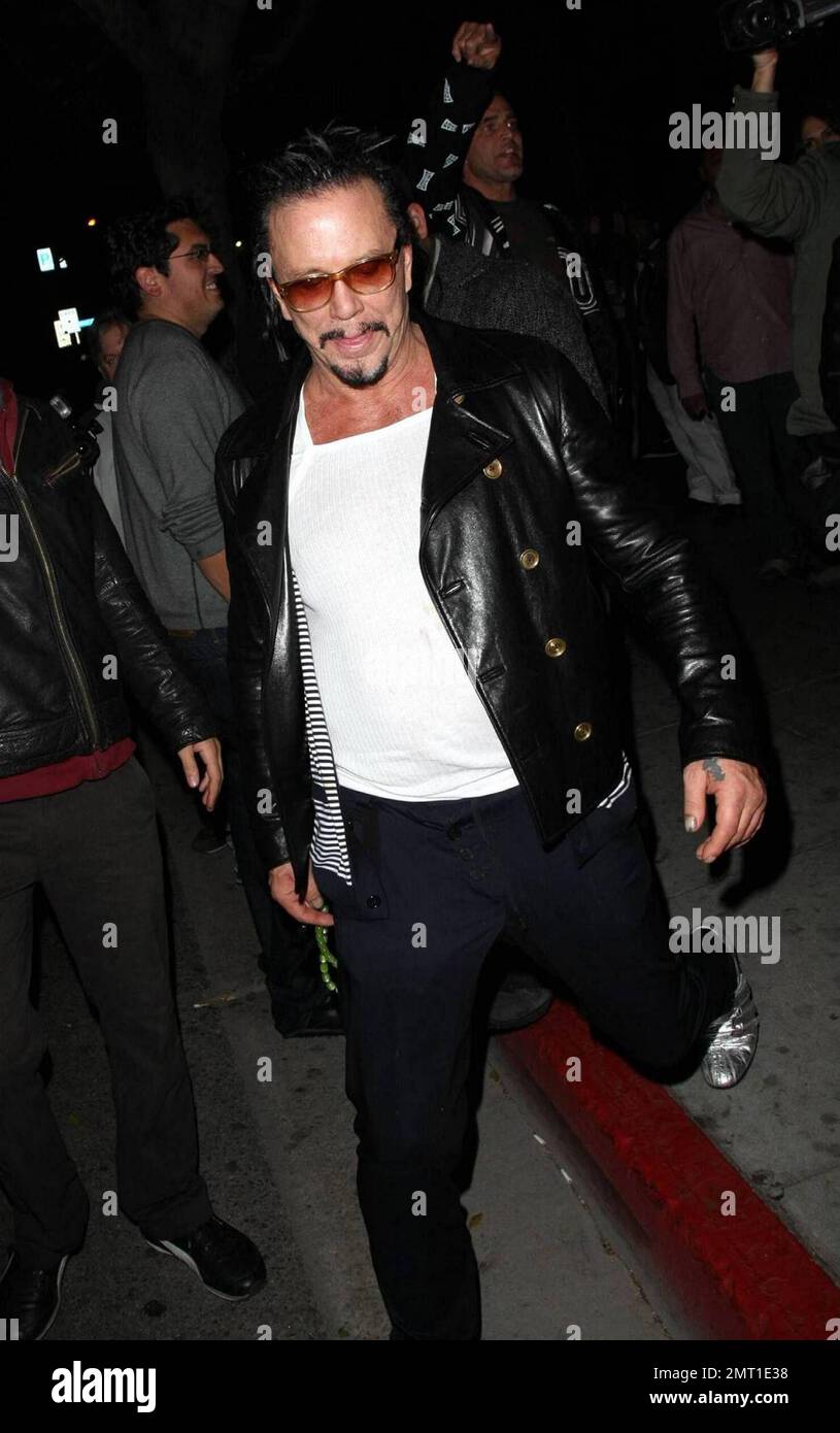Academy Award-nominated actor Mickey Rourke leaves the nightclub My ...