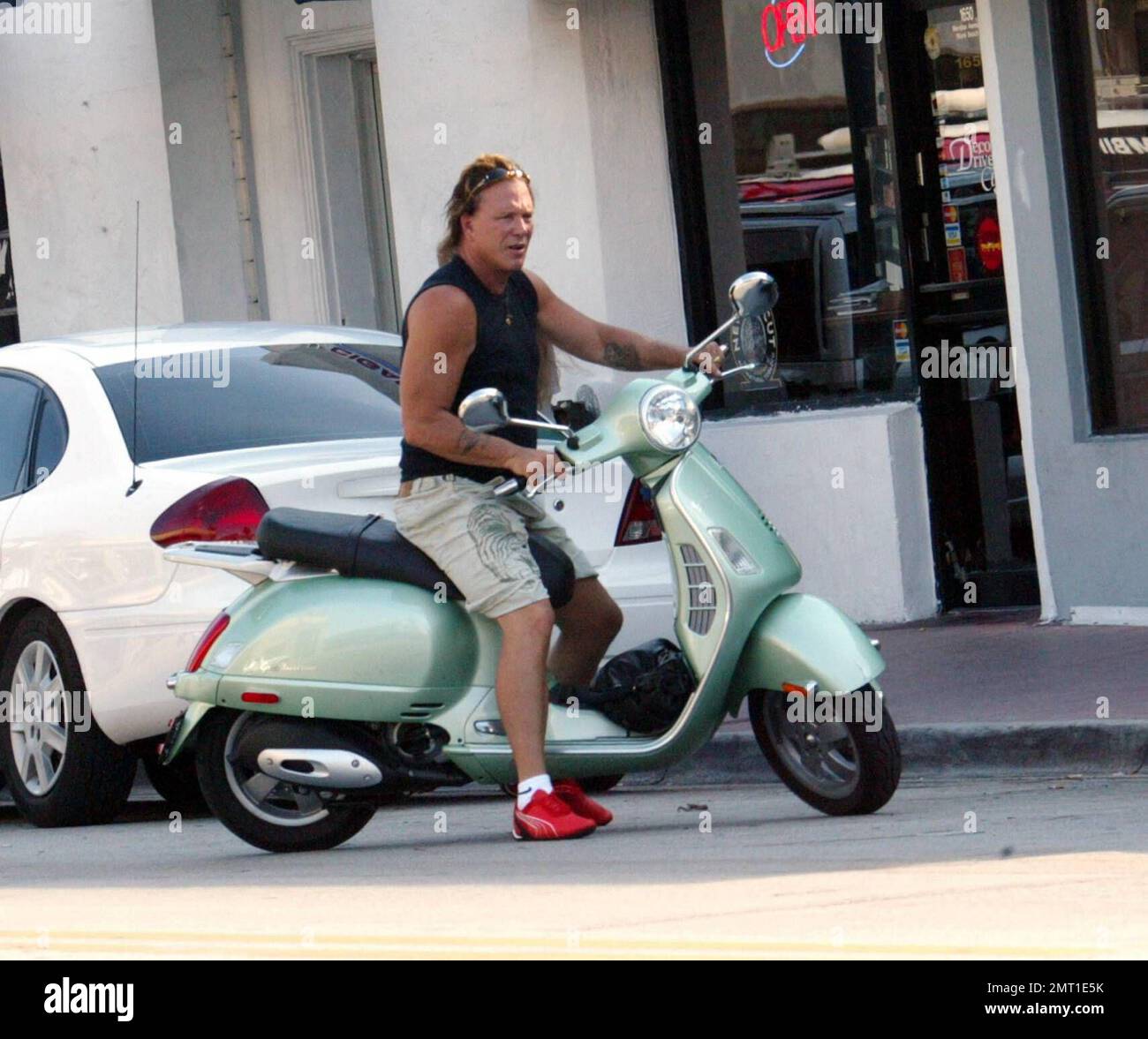 Exclusive!! Mickey Rourke scoots around Miami Beach. After a work out ...