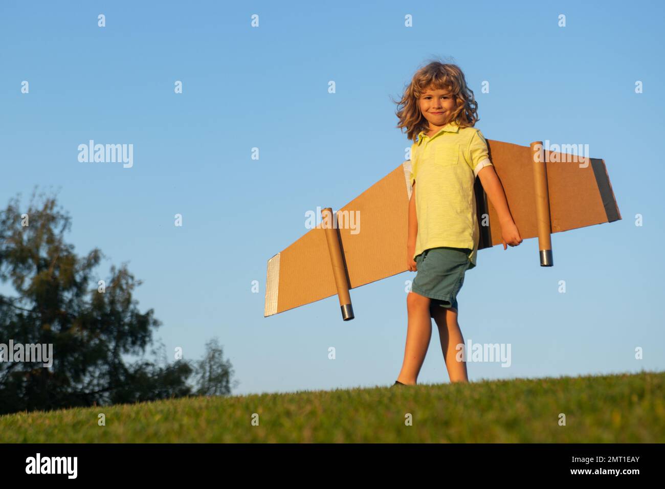 Child imagination dream to be pilot. Creative and innovation concept ...