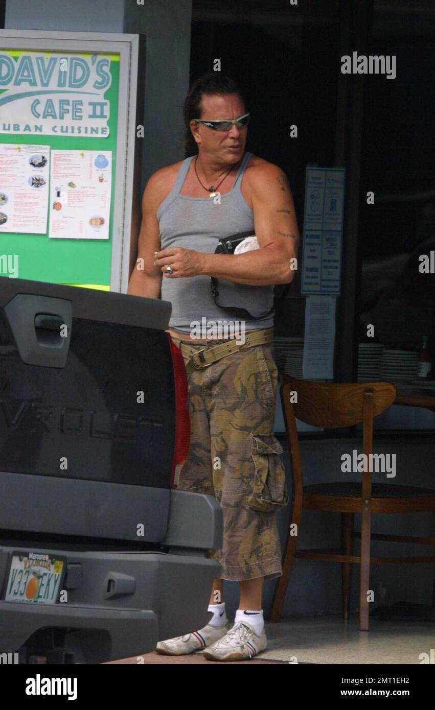 Exclusive!! Mickey Rourke braves the daylight to have a smoke and a ...