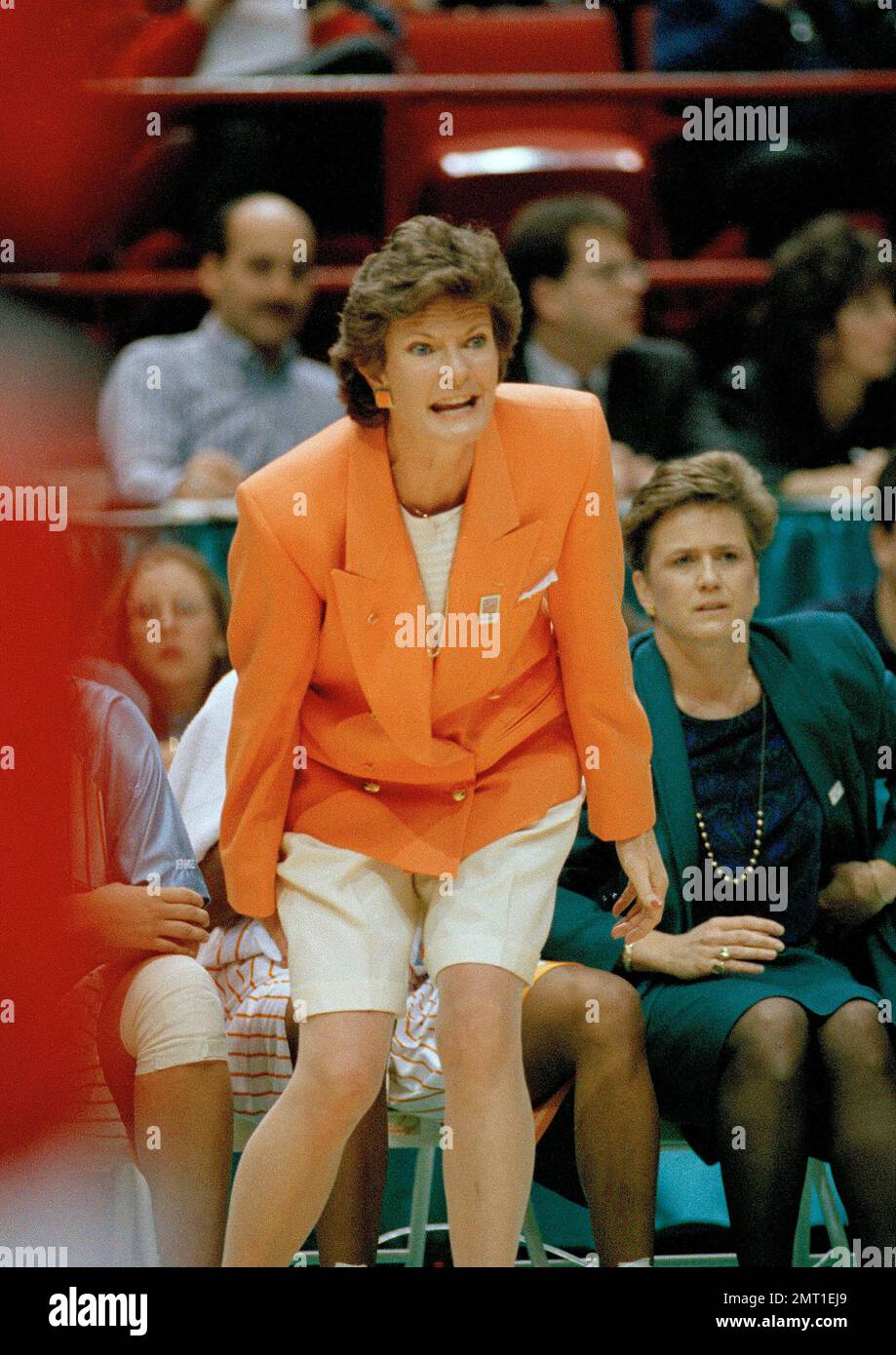 University of Tennessee coach Pat Summitt cheers for her team from the ...