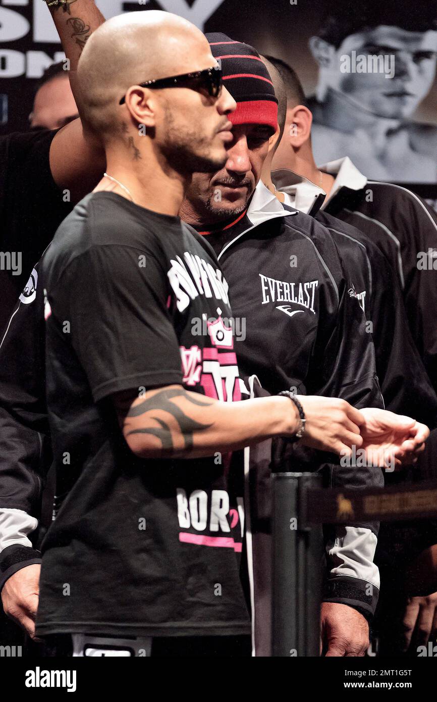 Miguel Cotto at the weigh-in for the Mayweather vs. Cotto fight at the ...