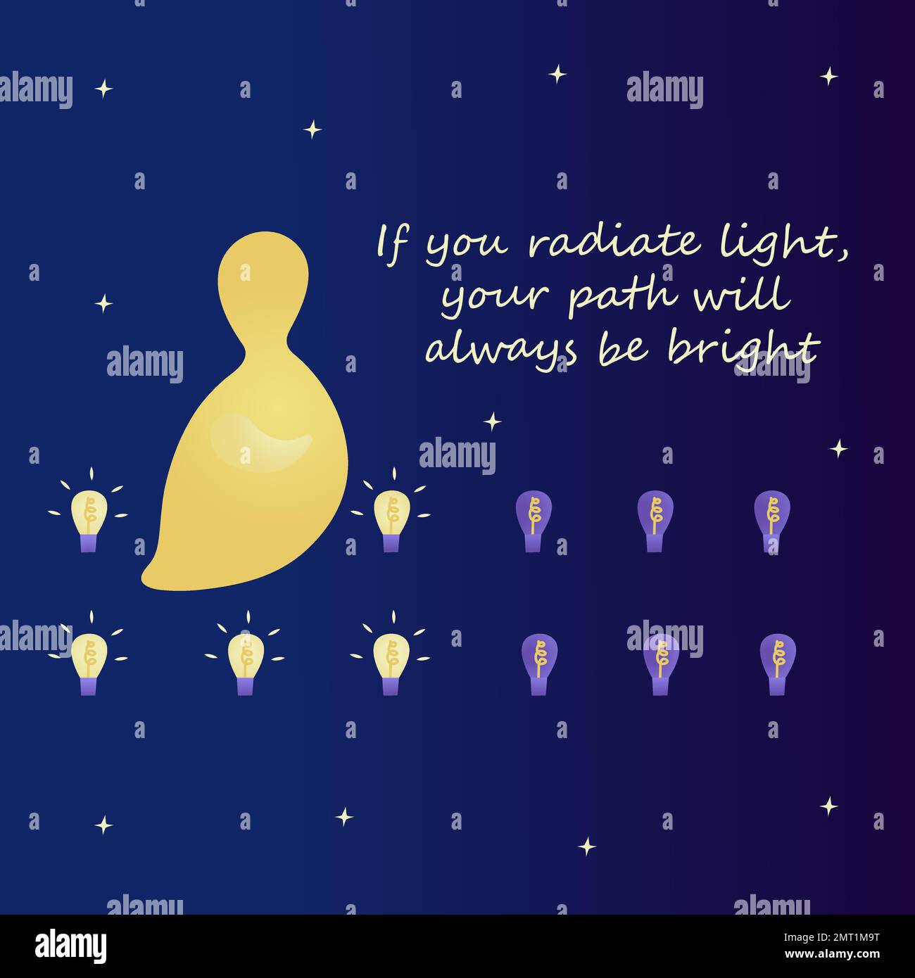 Cute Human Soul Walks Along Road Light Bulbs Light Up Text If You Radiate Light Your Path