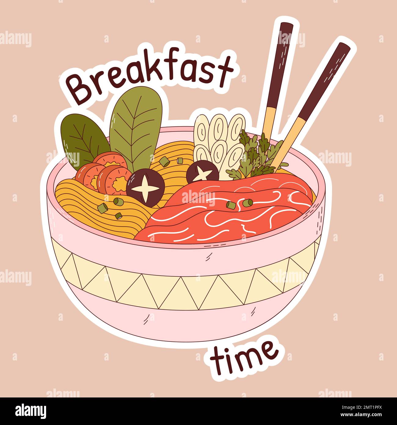 Traditional Japanese food. Asian Shabu-Shabu sticker. Vector ...