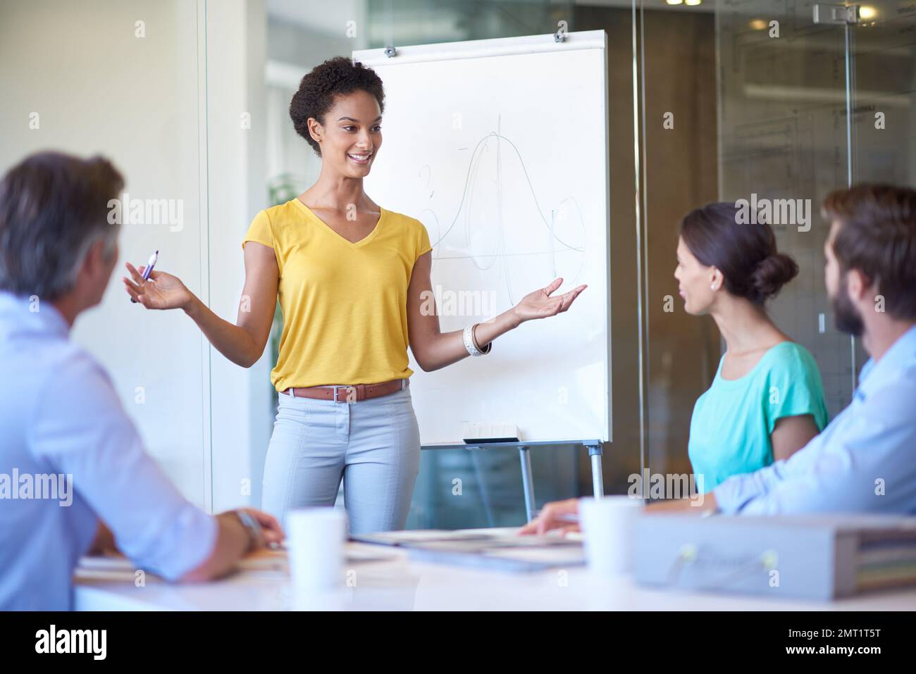 And thats my pitch. an attractive young woman giving a business ...