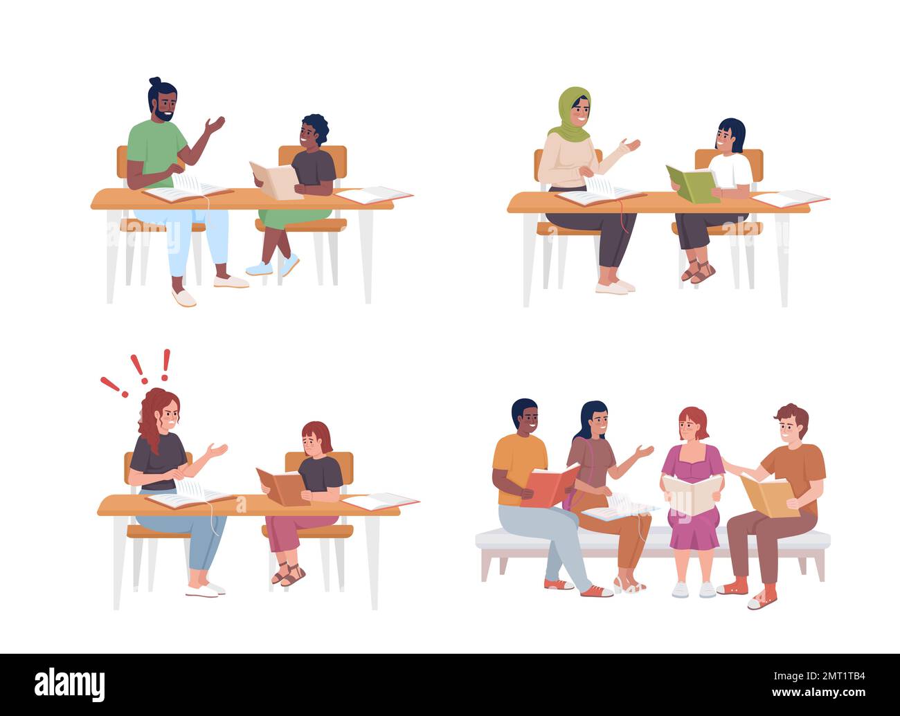 Overcome homework struggles with parents, friends semi flat color ...