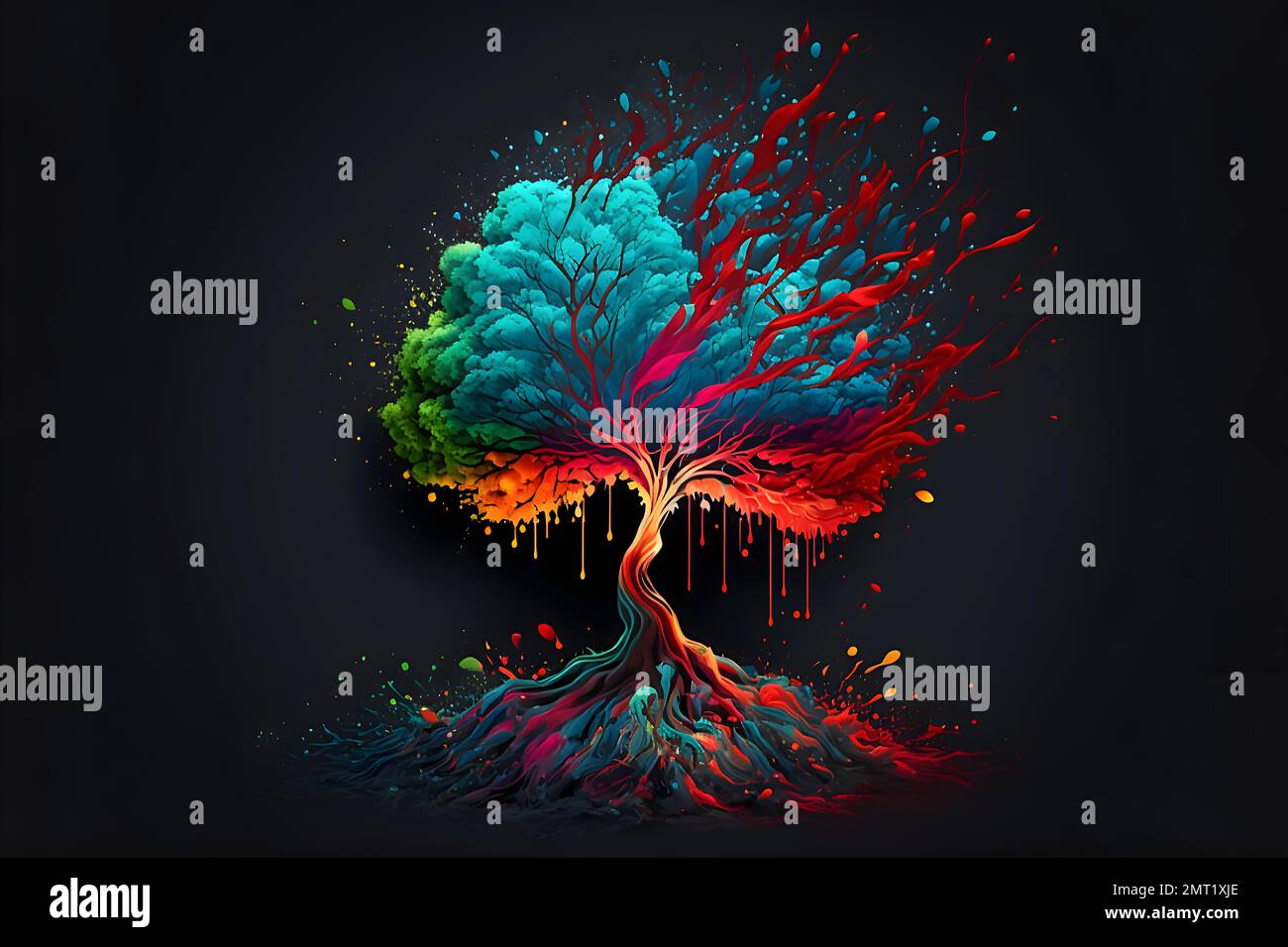 An AI generated illustration of a Colourful tree shape abstract art ...