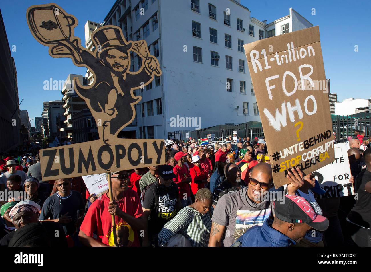 Protesters call for the removal of president Jacob Zuma in a march on ...