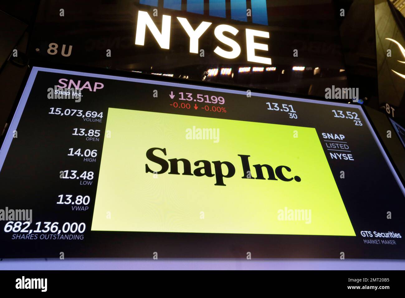 The Snap Inc. logo appears on a screen above a trading post on the ...