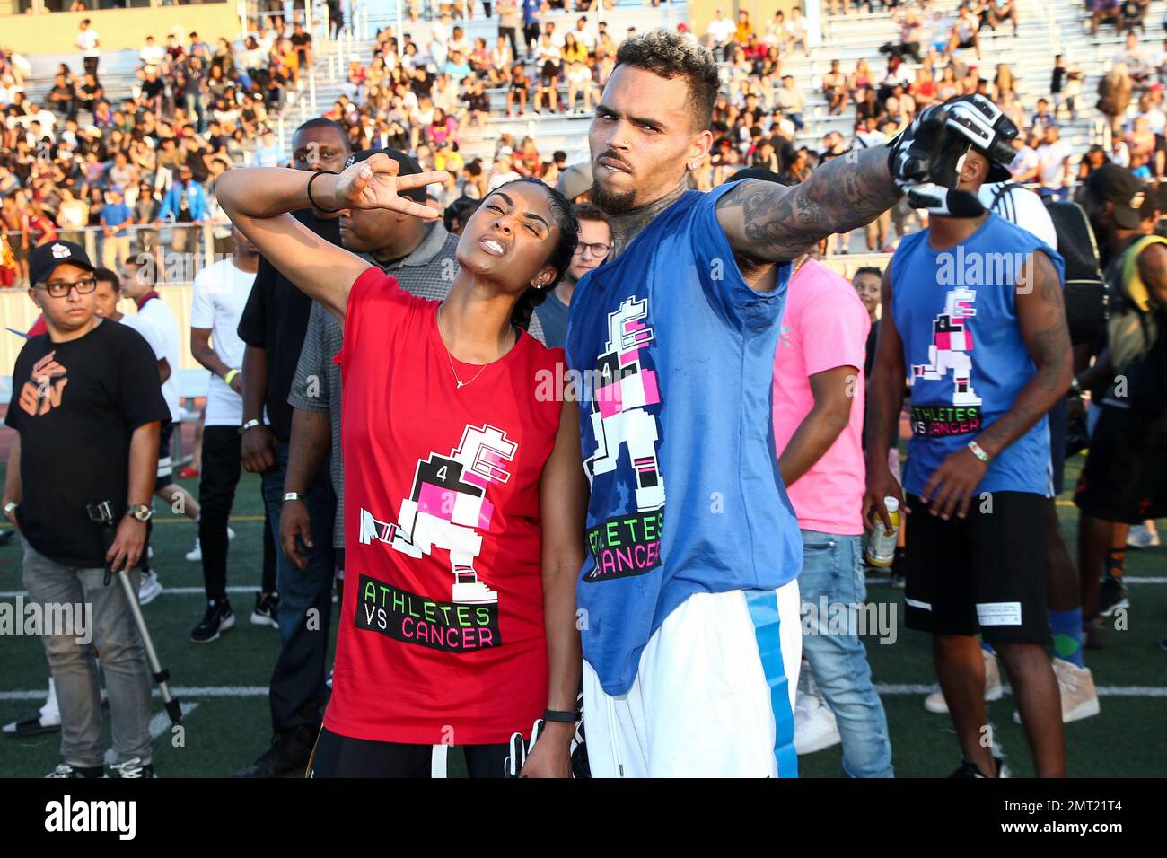 Chris Brown attends the 4th Annual Athletes vs Cancer Celebrity Flag ...